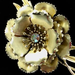 Coro | Jewelry | Statement Vintage Coro Pin Brooch Gold Flower Ab ...